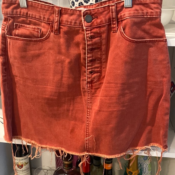 PAIGE | Skirts | Paige Red Denim Skirt | Poshmark